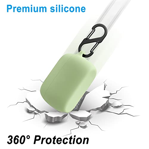 Geiomoo Silicone Case Compatible with Jabra Elite 4 Active, Protective Cover with Carabiner (Luminous Green)