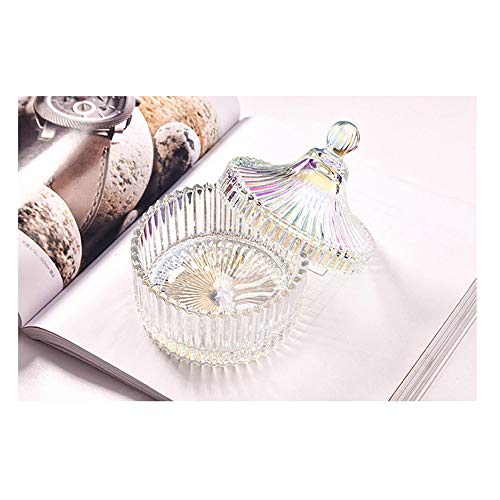 CHOOLD Luxury Colorful Tent Shaped Crystal Candy Jar with Lid,Clear Glass Apothecary Jar Wedding Candy Buffet Jar Food Jar. 24oz