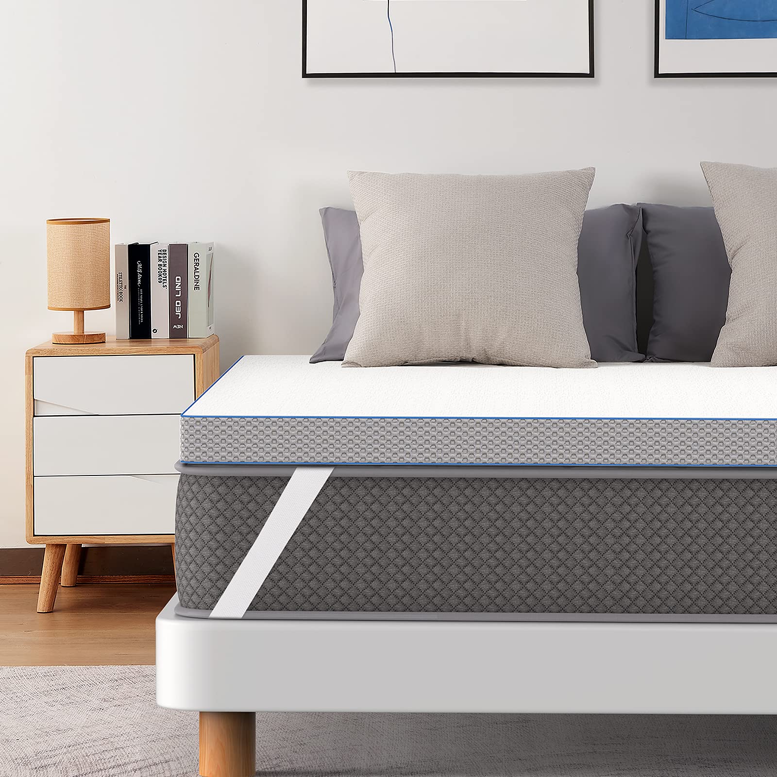 iHomy 3 Inch Memory Foam Mattress Topper Cooling Gel Infused Queen Mattress Toppers with Removable Breathable Cover 2-Layer Design (Queen, 3 Inch (Upgrade 2 in 1))