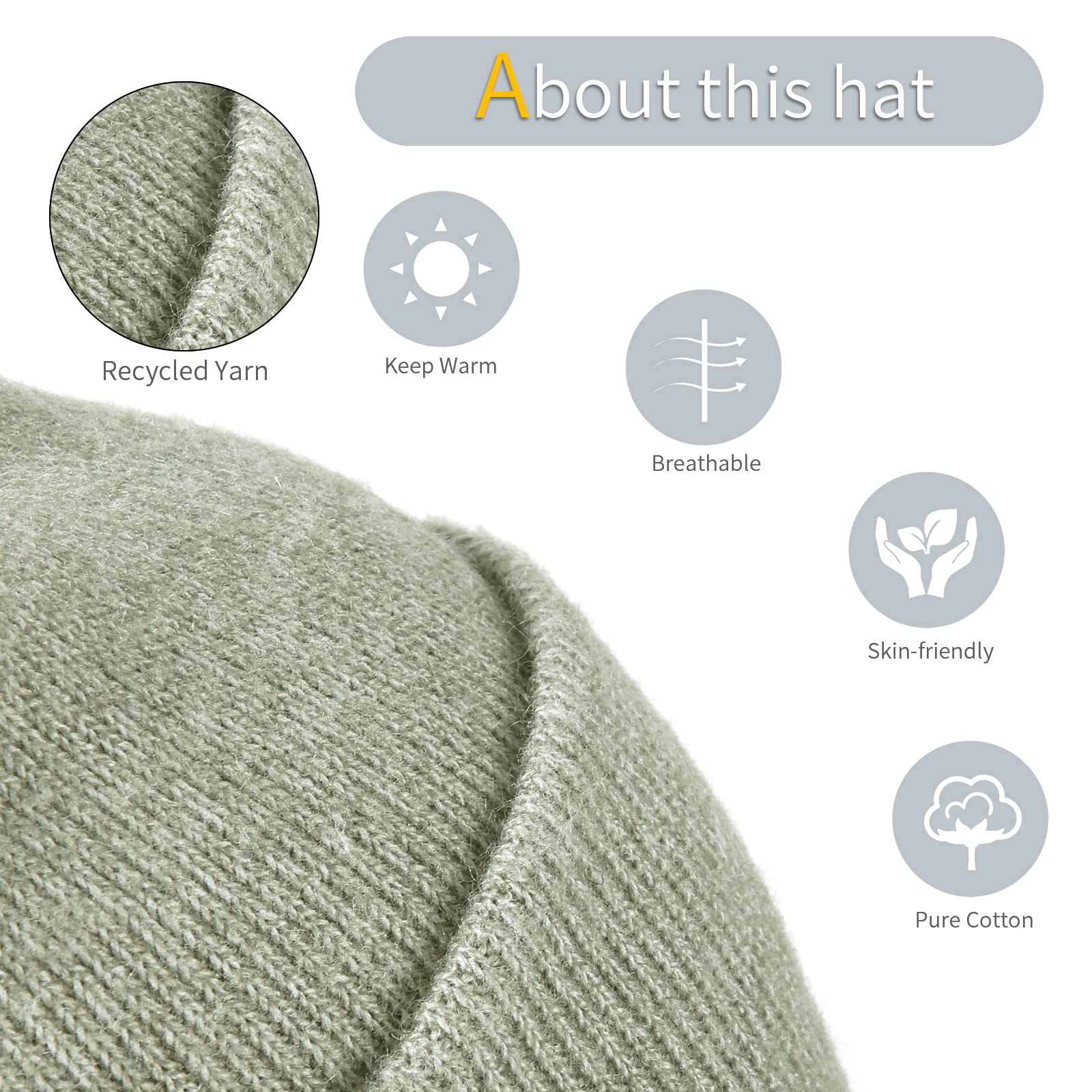 Achiou Knit Womens Beanie Hat, Men Winter Ski Hat, Warm Cuffed Beanies, Soft Slouchy Plain Knitted Skull Cap Unisex Beige