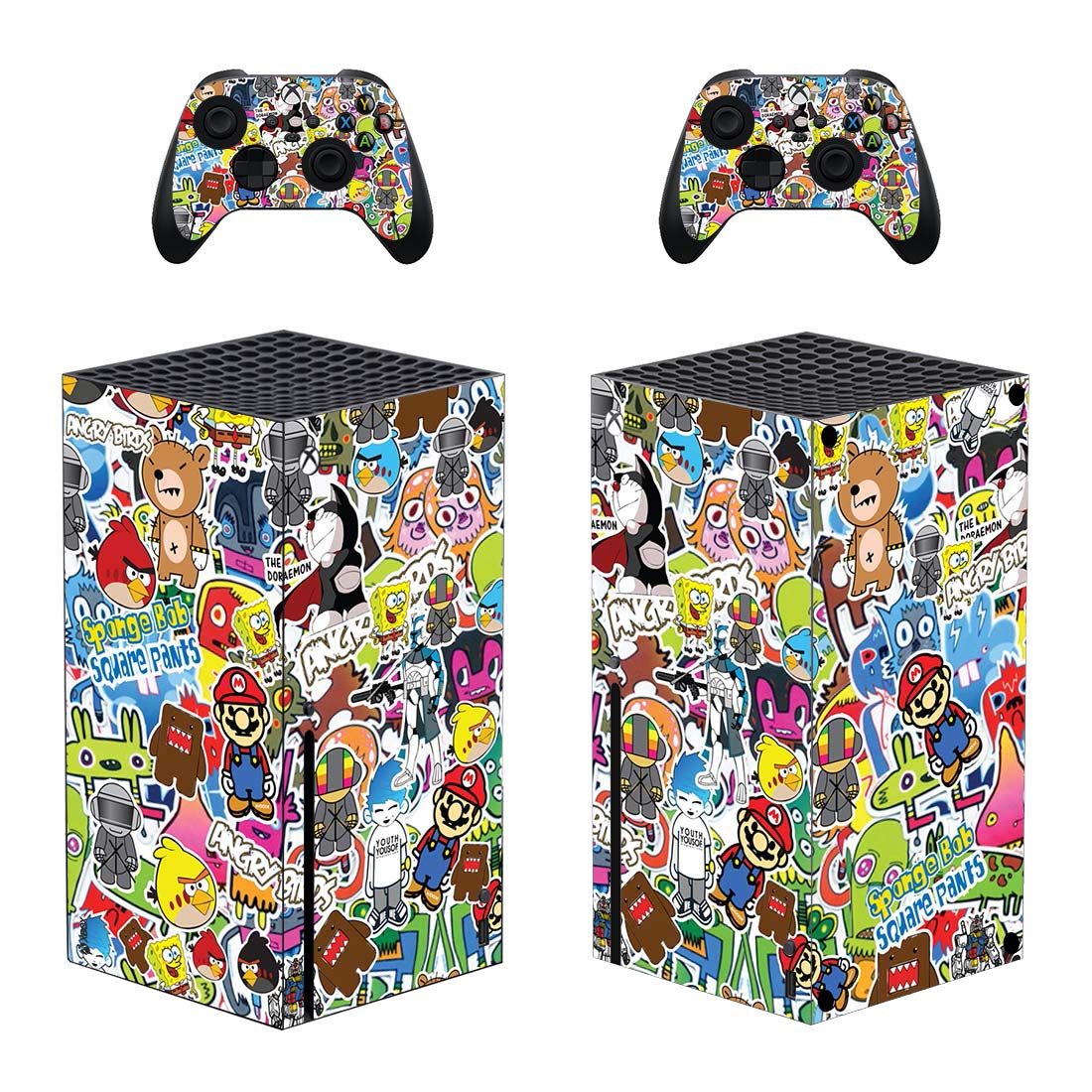 FELIPE SEIJI KUBA Protective Vinyl Skin Decal Cover for Xbox Series X Console Wrap Sticker Skins with Two Free Wireless Controller Decals multi color