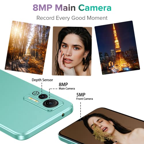 Ulefone Note 14 Unlocked Smartphone - 6.52-inch HD+ Android 12 OS 7GB RAM+16GB ROM 4500mAh Battery 5MP Front Camera 3-Card Slot Glove Mode Supported GPS/Type C Unlocked Mobile Cell Phone (Green)