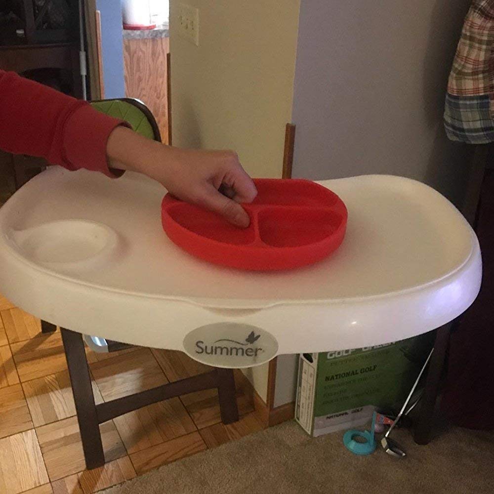 Silicone Suction Plates for Babies, Stick to High Chair Trays and Table, Divided Baby Dishes, Perfect Kids Plates, BPA Free