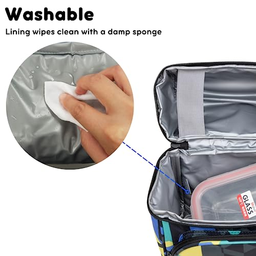 J World Corey Kids Lunch Bag. Insulated Lunch-Box for Boys Girls, Cubes