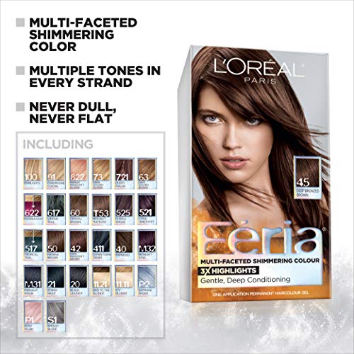 L’Oréal Paris Feria Multi-Faceted Shimmering Permanent Hair Color, French Roast, Hair Dye Kit, Pack of 2