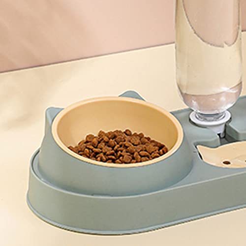 Generic Cats Dogs Double Bowl Auto Feeder Water Dispenser Food Container (Green)