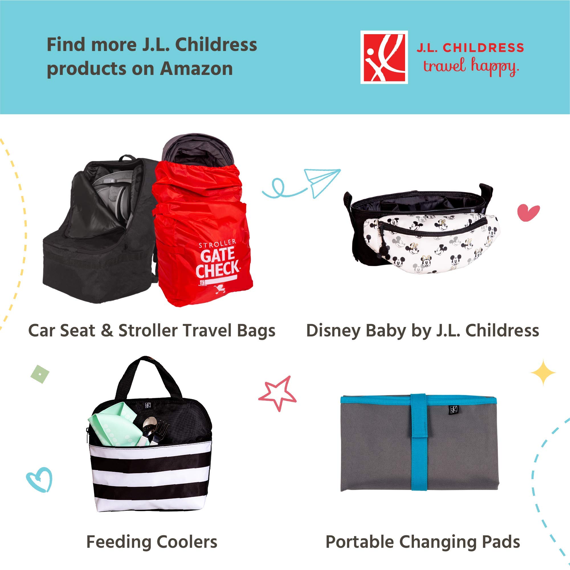 J.L. Childress Side Sling, Universal Fit Stroller Mesh Cargo Net and Organizer, Extra Stroller Storage Space, Non-Slip and Adjustable Straps, Black
