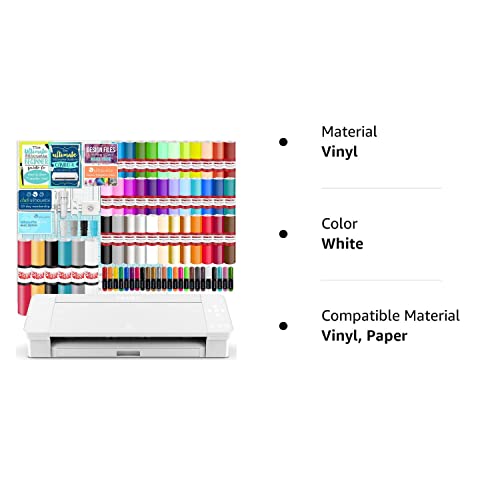 Silhouette White Cameo 4 Starter Bundle with 38 Oracal Vinyl Sheets, T-Shirt , Transfer Paper, Class, Guides and 24 Sketch Pens