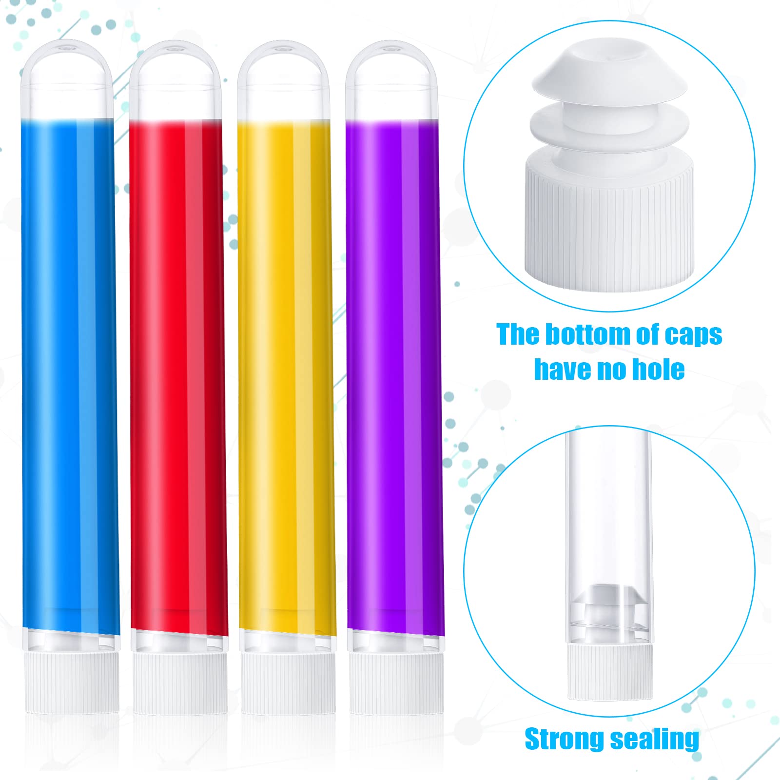 Flutesan 200 Pcs Clear Plastic Test Tubes 16 x 100 mm(10 ml) Test Tubes with Caps for Scientific Experiments,Halloween, Christmas, Scientific Themed Birthday Party Supplies, Candy Storage
