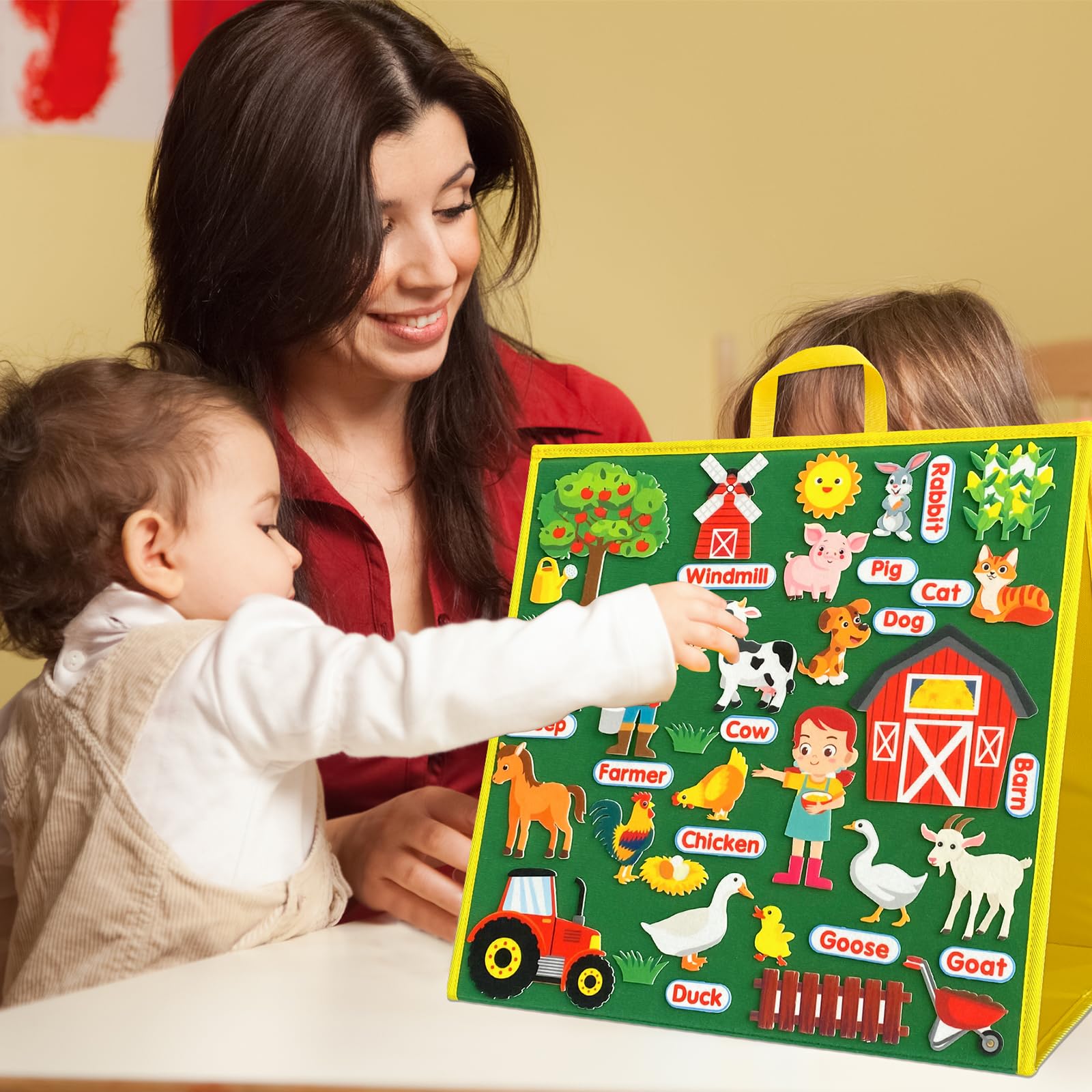 Felt Board&Story Sets and Pieces for Toddlers ,Flannel Board Quiet Time Books for Children,Foldable,Double Sided, Felt Learning Board for The Classroom,Felt Toys Activities for Kids (Zoo Animals)