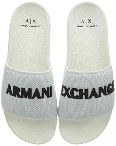 A | X ARMANI EXCHANGE Men's Mesh Logo Slip-On Slide Sandal, op.Whiteblack, 39 M EU (6 US)