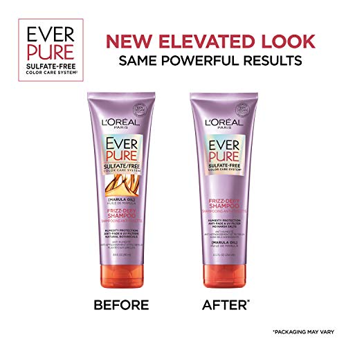 L’Oréal Paris Hair Care EverPure Sulfate Free Frizz Defy Shampoo, with Marula Oil, 2 Count (8.5 Fl; Oz each) (Packaging May Vary)