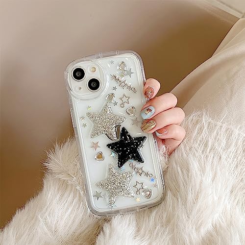Faneiy for iPhone 11 Case with Phone Charm Chain Accessories Cute 3D Sparkle Shiny Stars Rhinestone Clear Phone Case Women Girl Aesthetic Camera Protection Shockproof Case for iPhone 11-6.1''