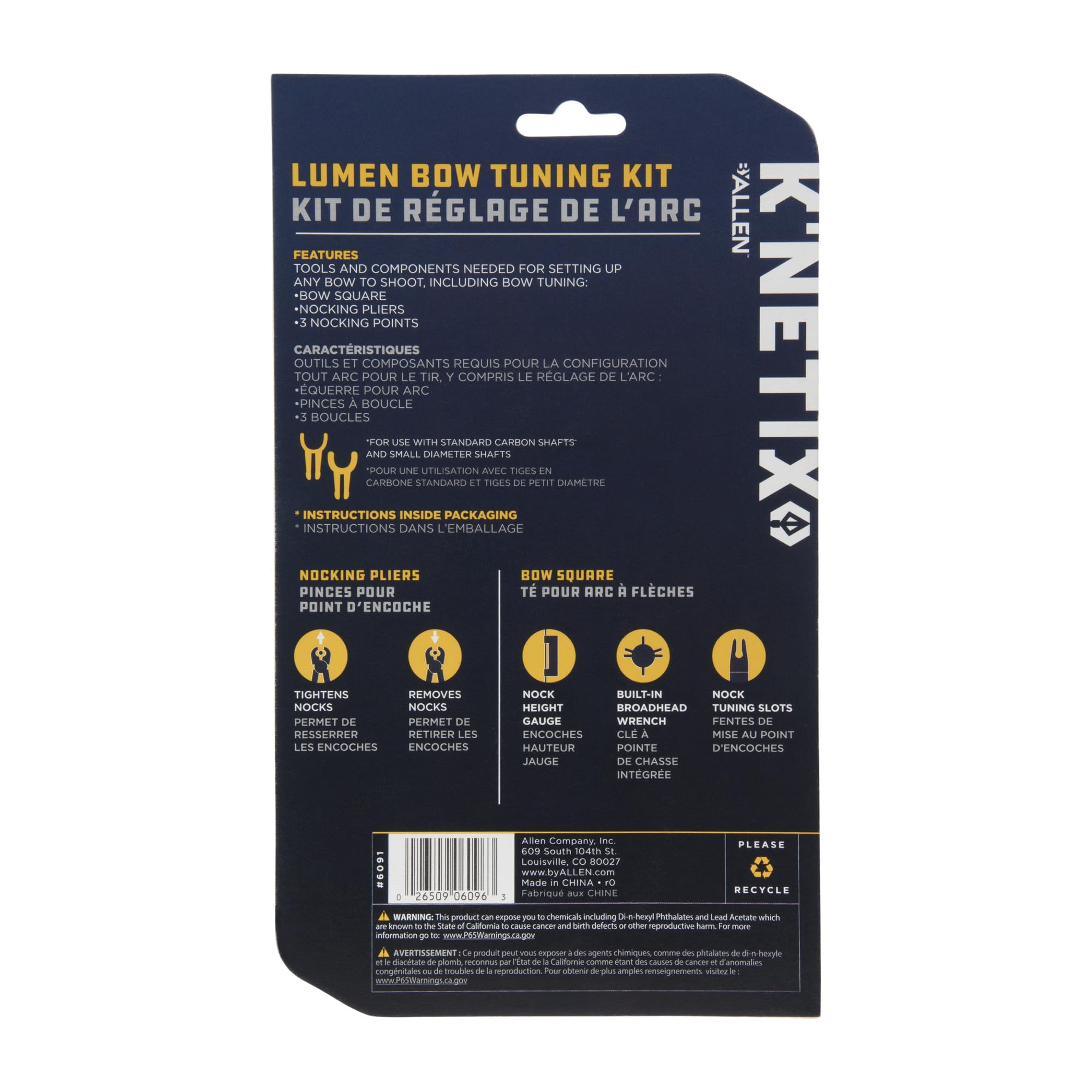 Allen Company K’Netix™ Lumen Bow Tuning Kit, Compatible with Compound, Recurve & Longbows, Gray