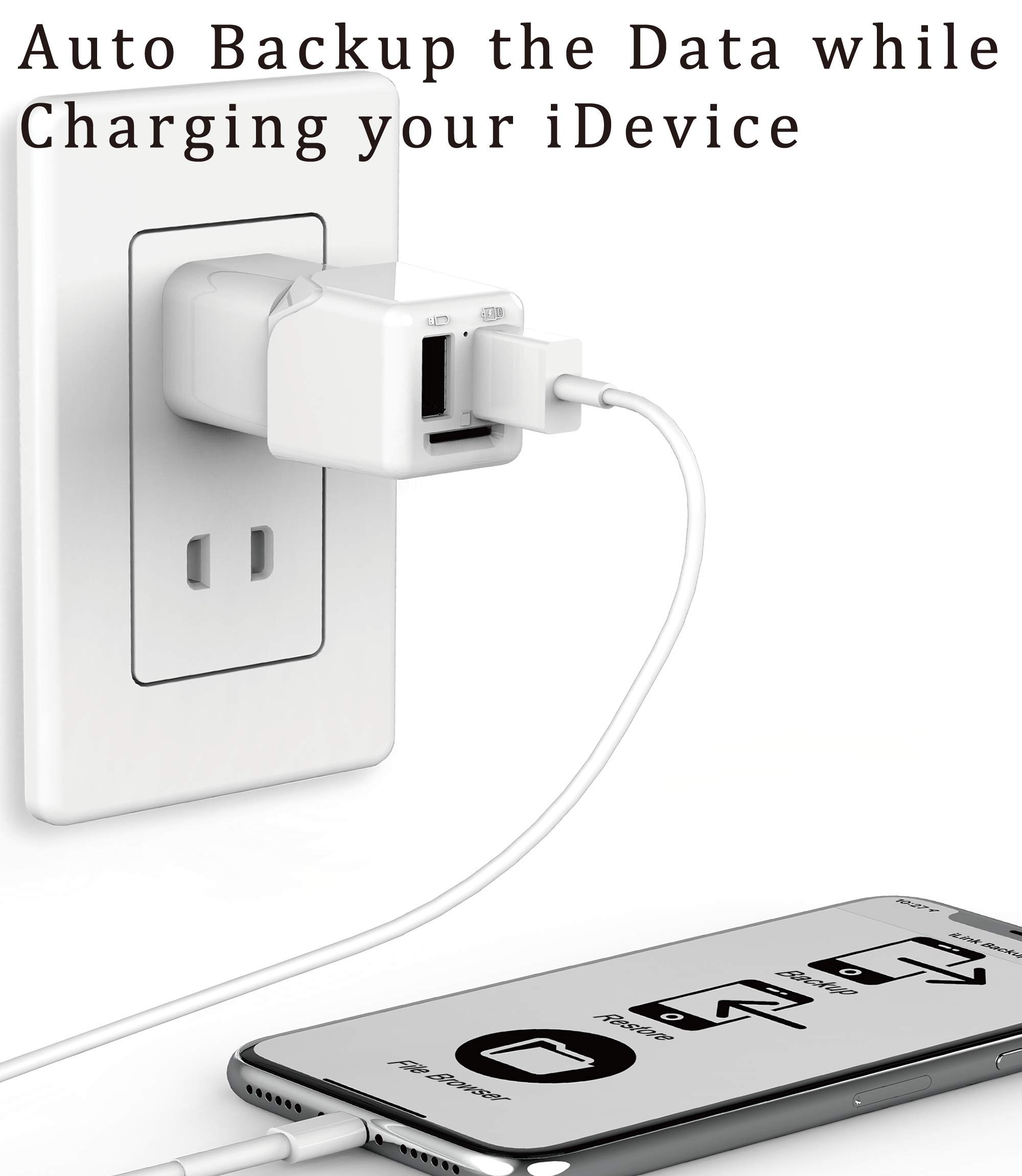 SPT iLink Backup Automatically Backup Photos and Videos While Charging of iPhone and iPad with iPhone Backup Storage and 256 bit Encryption 【SD Card and USB Not Included】