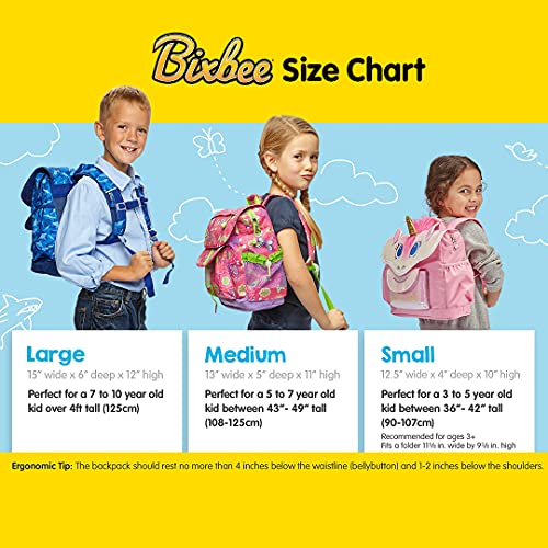 Bixbee Kids Backpack, Water Resistant Backpack for Girls & Boys with Pockets, Durable Zippers & Easy Carry Design - Perfect Size Children's Bookbag for School & Travel in Sparkalicious Pink- Medium