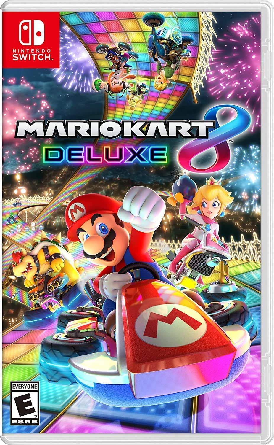 Nintendo Switch Deluxe Holiday Game Bundle: Nintendo Switch with Neon Blue and Neon Red - 6.2" Touchscreen LCD Display + Nintendo Switch Minecraft game + Mario Kart 8 game and T.F. Card