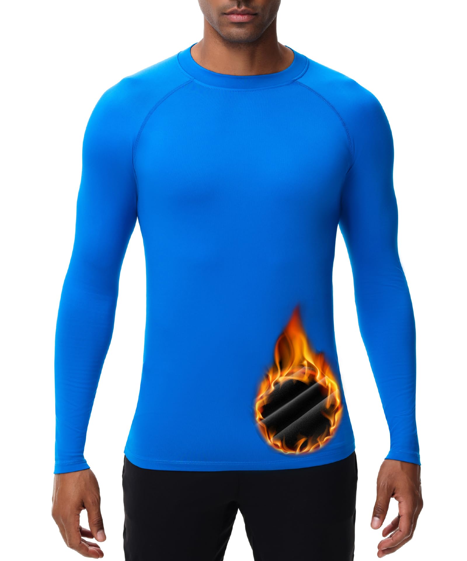 ADOREISM Men's Long Sleeve Thermal Underwear Tops Moisture Wicking Base Layer Thermal Slim Fit Athletic Shirts for Men (Maroon, M)