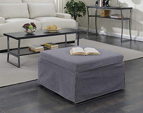 Convenience Concepts Designs4Comfort Folding Bed Ottoman, Soft Gray Fabric