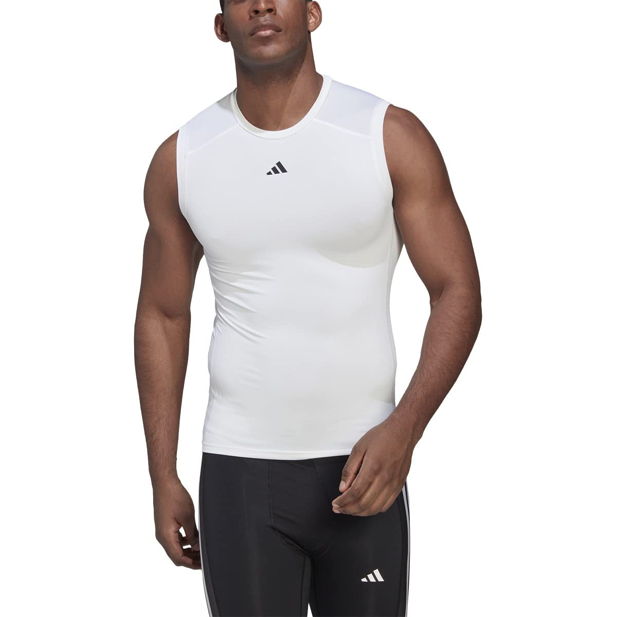 adidas Men's Techfit Training Sleeveless Tee, White, Large