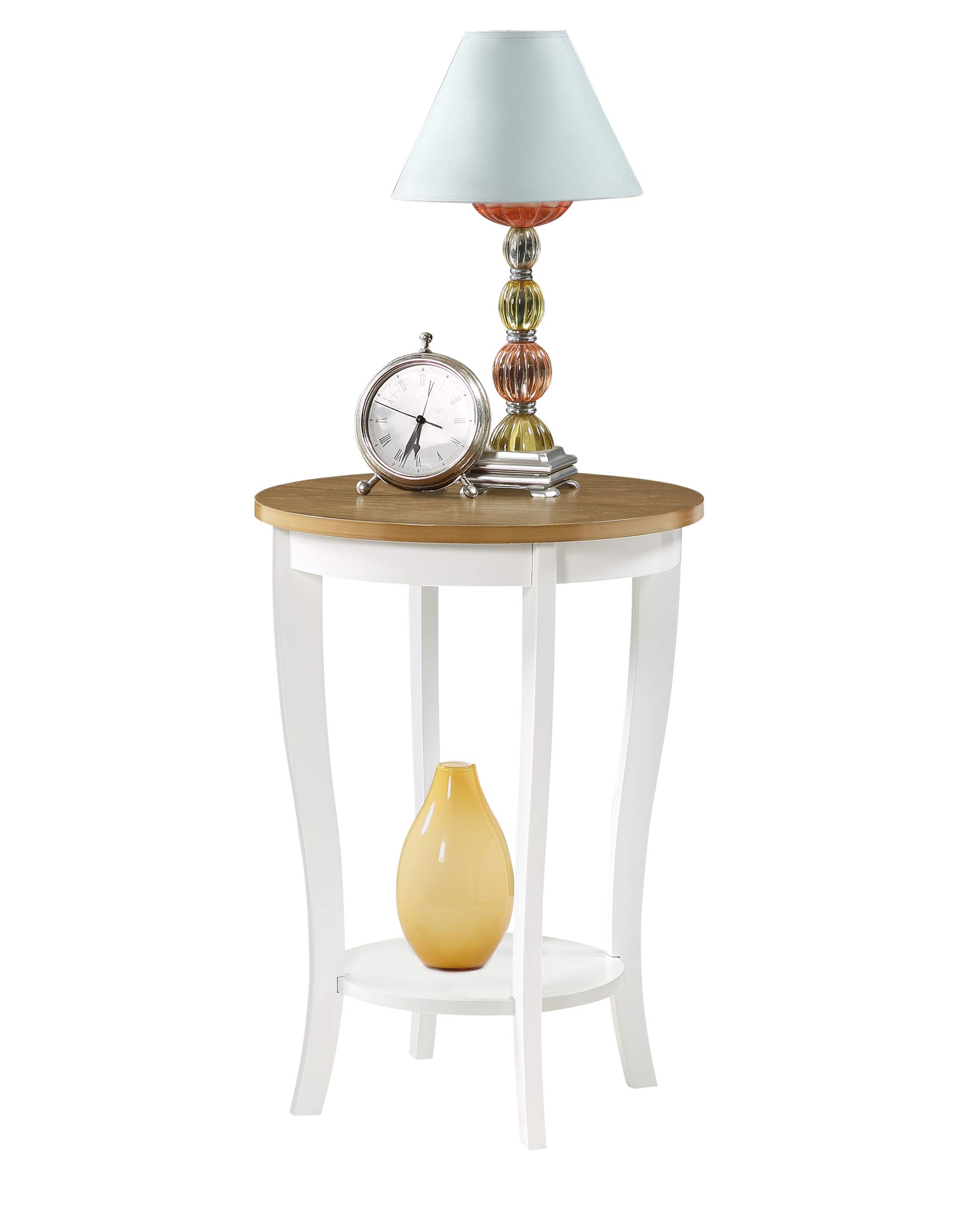 Convenience Concepts American Heritage Round End Table, Driftwood / White