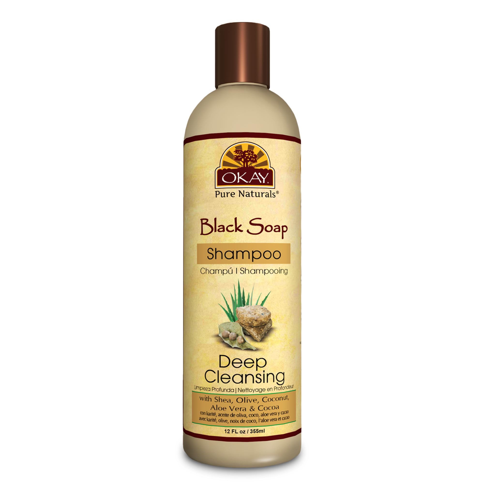OKAY AFRICAN BLACK SOAP SHAMPOO 12oz / 355ml