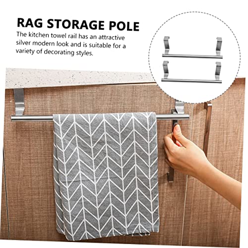 DOITOOL 2pcs Stainless Steel Towel Rack Over Door Towel Holder Cabinet Towel Holder Bathroom Towel Shelf Multi Hanger Multi Purpose Hanger Towel Storage Pole Individual Bracket Back Style