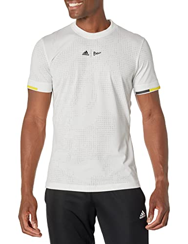 adidas Men's Tennis London Freelift Tee, White/Impact Yellow, XX-Large