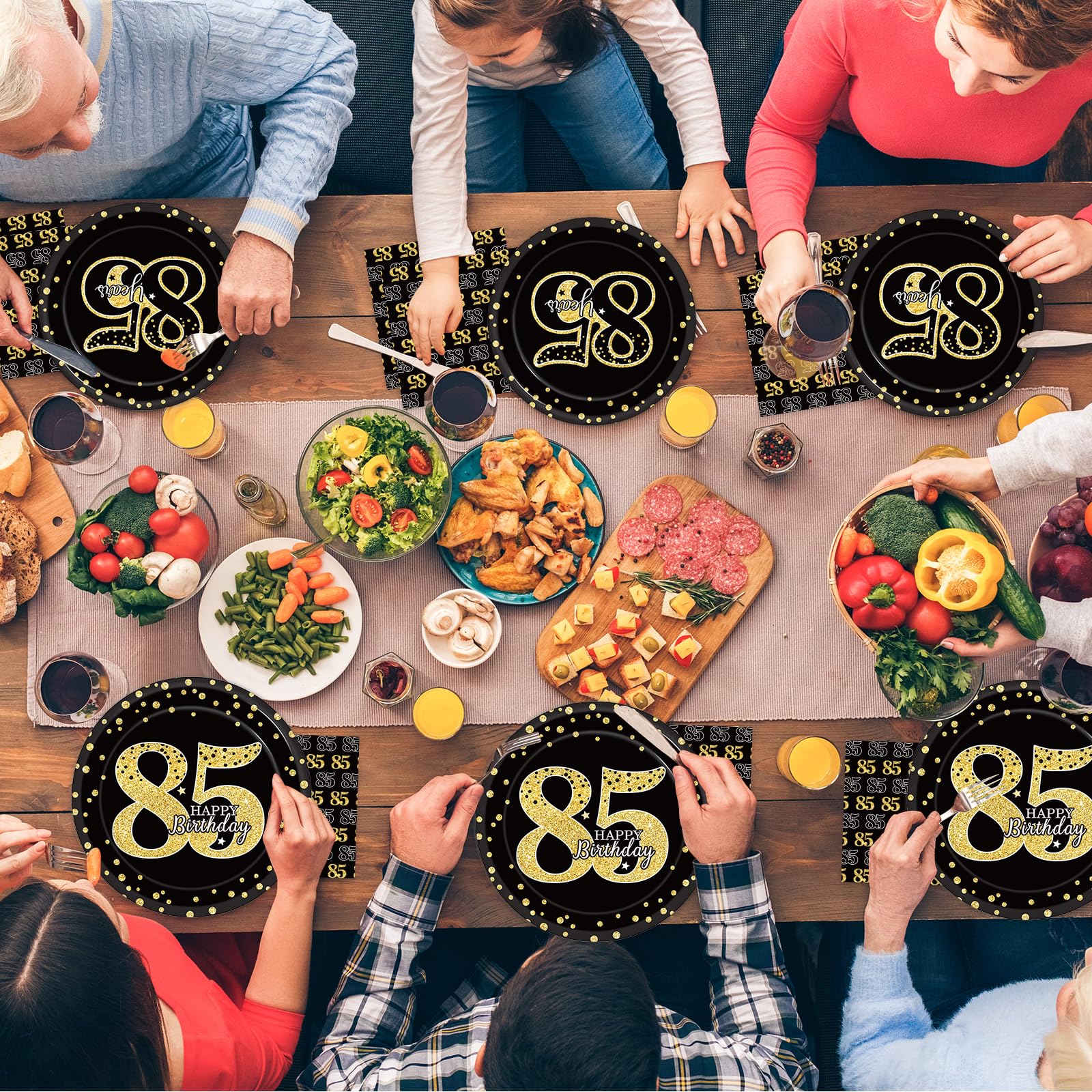 96 Pcs 85th Birthday Party Supplies 85th Birthday Tableware Plates Cheers to 85 Years Table Decorations Dinnerware Happy 85th Birthday Party Favor for Men Woman Eighty-five Years Birthday 24 Guests