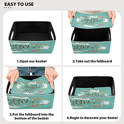 Easter Bunny Eggs Storage Basket Felt Storage Bin Collapsible Towel Storage Decorative Baskets Organizer for Clothes Towels Magazine