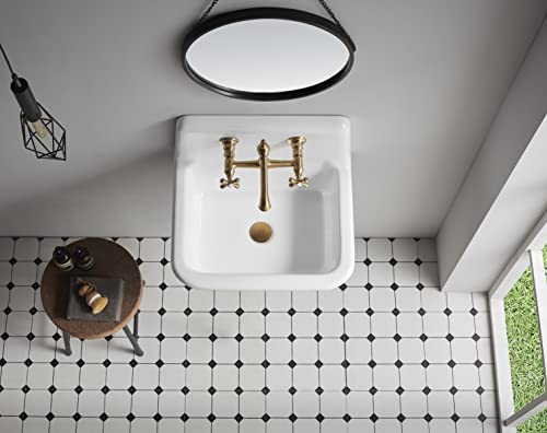 Kingston Brass GCLWS22187 Petra Galley 22" x 18" Cast Iron Wall Mount Utility Sink, White
