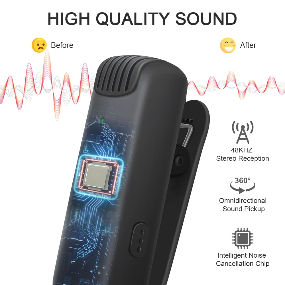 ADOSON Wireless Lavalier Microphone, 2.4GHz Plug-Play Lapel Mic with Charging Case for Recording, YouTube, TikTok, Facebook Live Stream, 3 Level Noise Reduction/Auto Sync