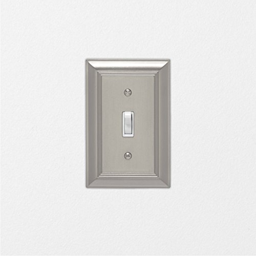Amazon Basics Single Toggle Light Switch Outlet Wall Plate, Satin Nickel, 3-Pack