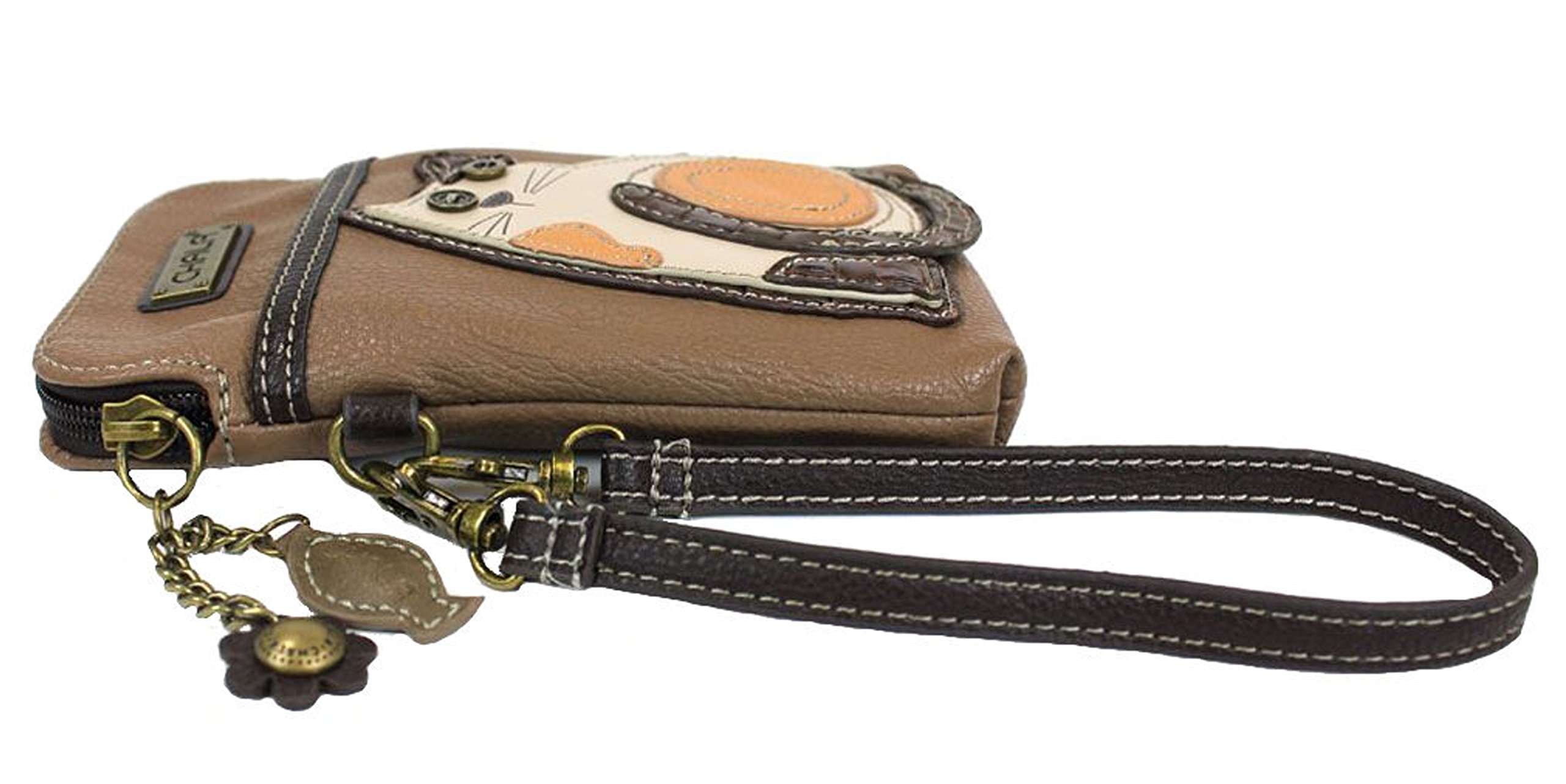 Chala Cat Cellphone Crossbody Handbag - Convertable Strap, Cat Lovers Gift (Brown)