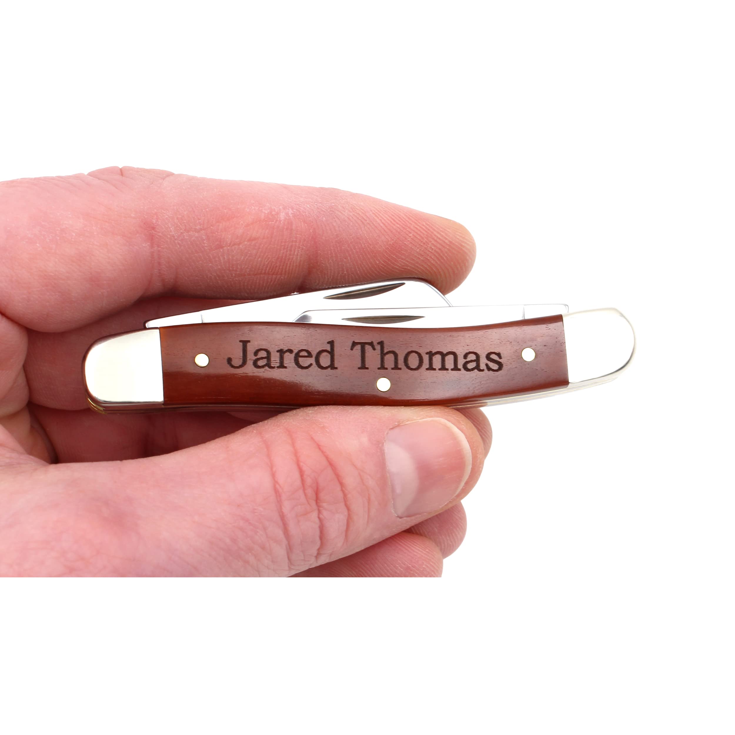 Case Pocket Knife, Smooth Chestnut Bone Medium Stockman #28701 with Personalized Laser Engraved Handle, Three Blades, Valentines Day Gifts, Father's Day Gifts…