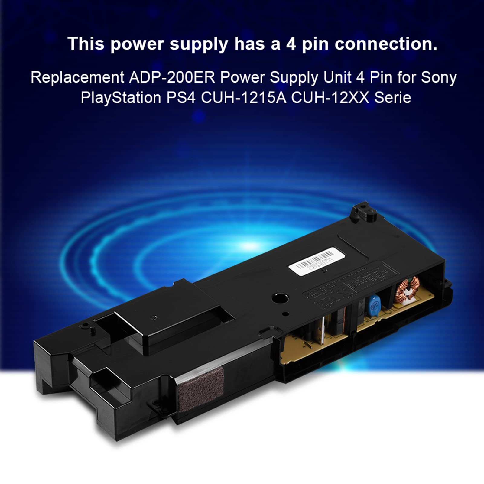 ADP 200ER Power Supply Unit Replacement Part, Portable 4 Pin PS4 Power Supply for PS4 CUH-1215A CUH-12XX Series