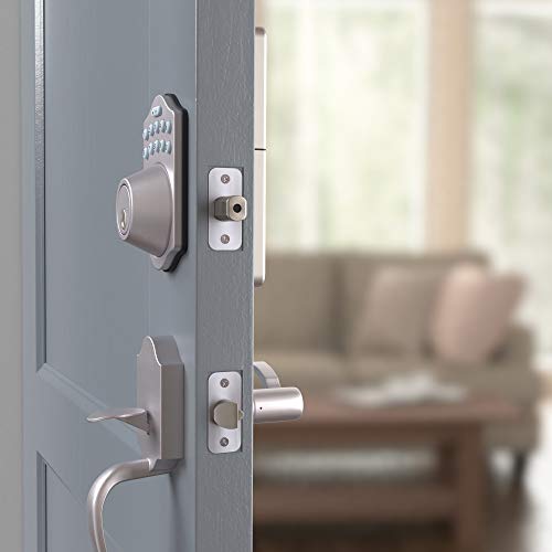 Amazon Basics Traditional Electronic Keypad Deadbolt Door Lock, Keyed Entry Option, Traditional, Satin Nickel