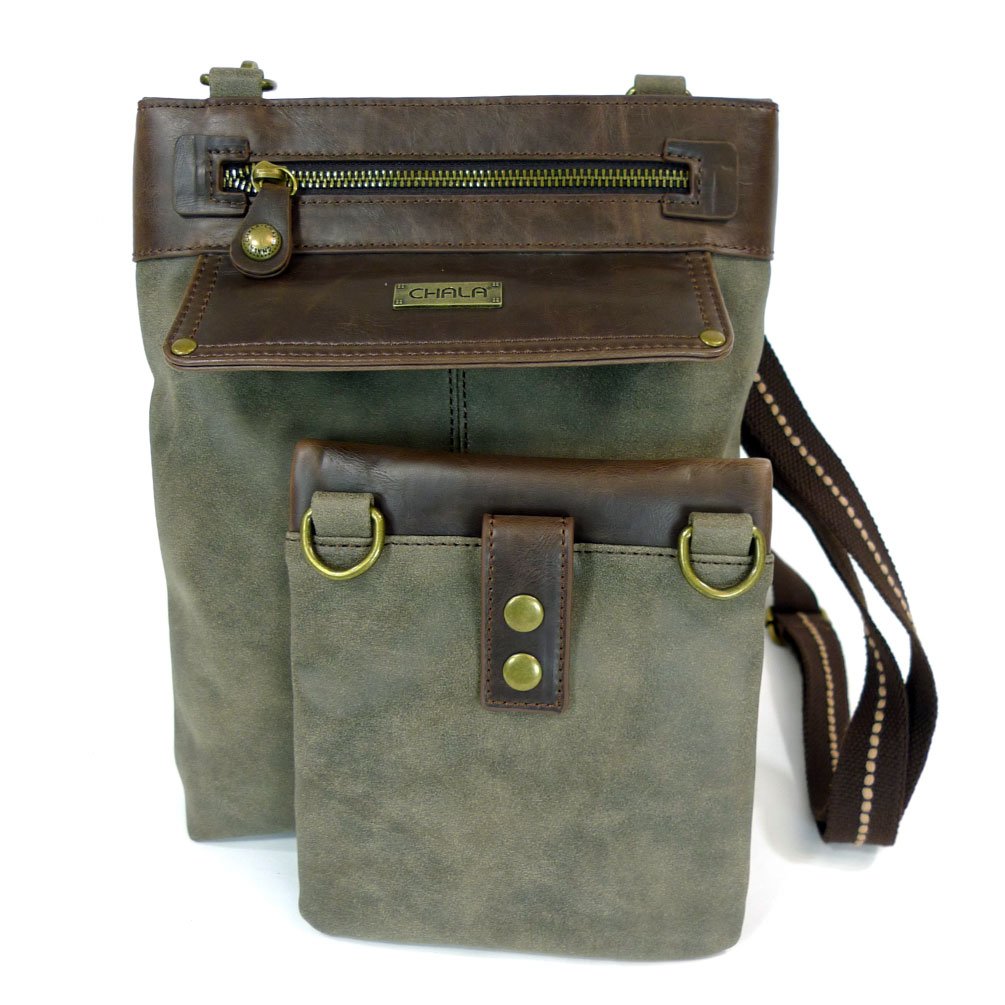 Chala Gemini Vegan Leather Crossbody Bag "Dragonfly" Stone Gray