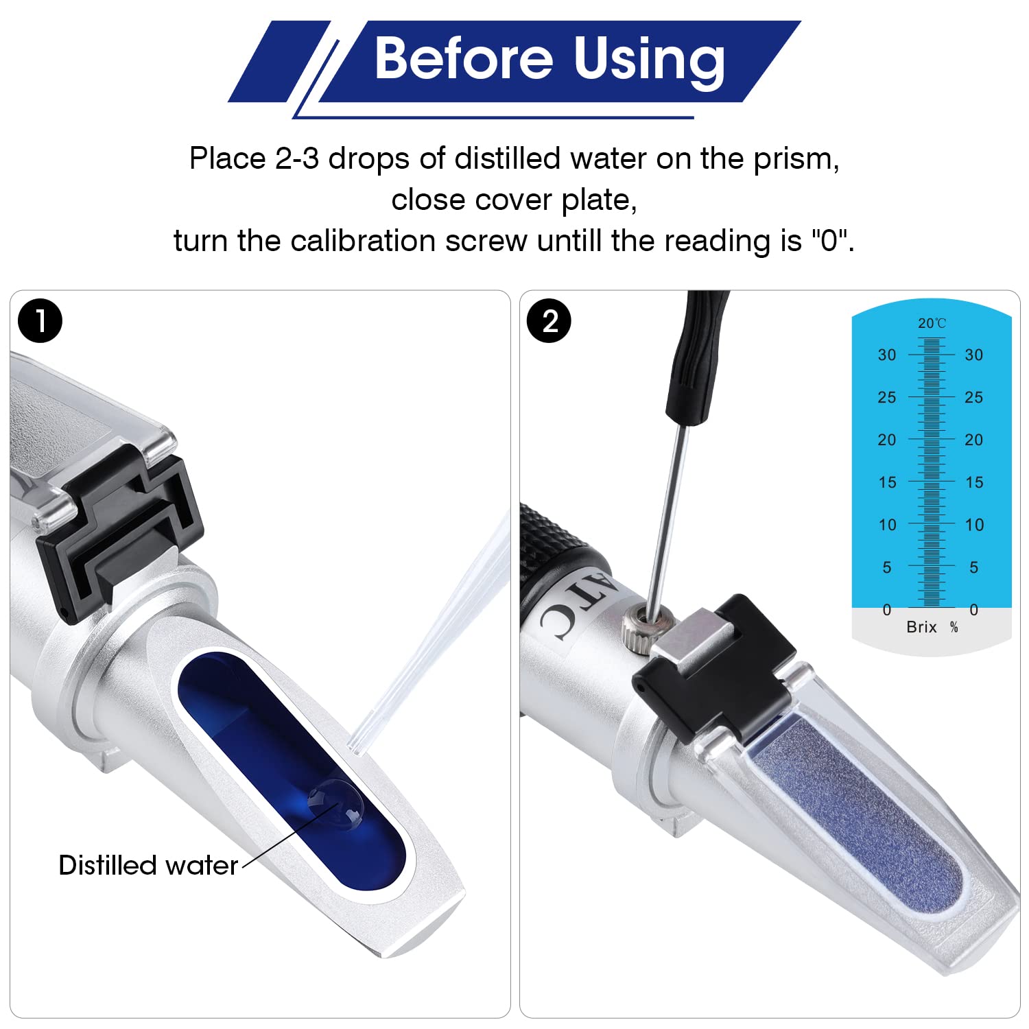 Brix Meter Refractometer 0~32%, LEERCHUANG Handheld Brix Refractometer Sugar Content Test, High Accurate Brix Measurement with ATC for Fruit Beverages & Juice