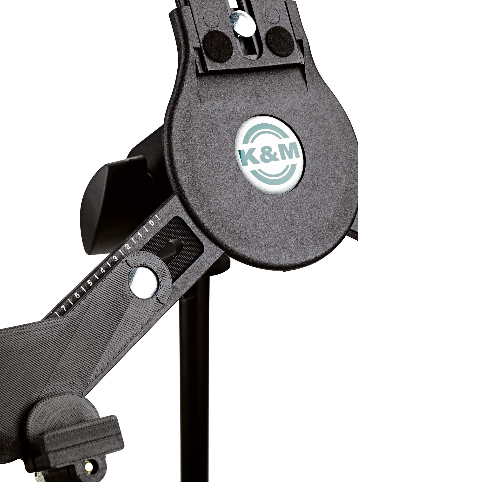 K&M - Konig & Meyer 19790.516.55 - Universal Tablet iPad Holder for Mic Stand - Switch Landscape to Portrait - Professional Grade for all Musicians - Studio or Remote Home Use - German Made - Black