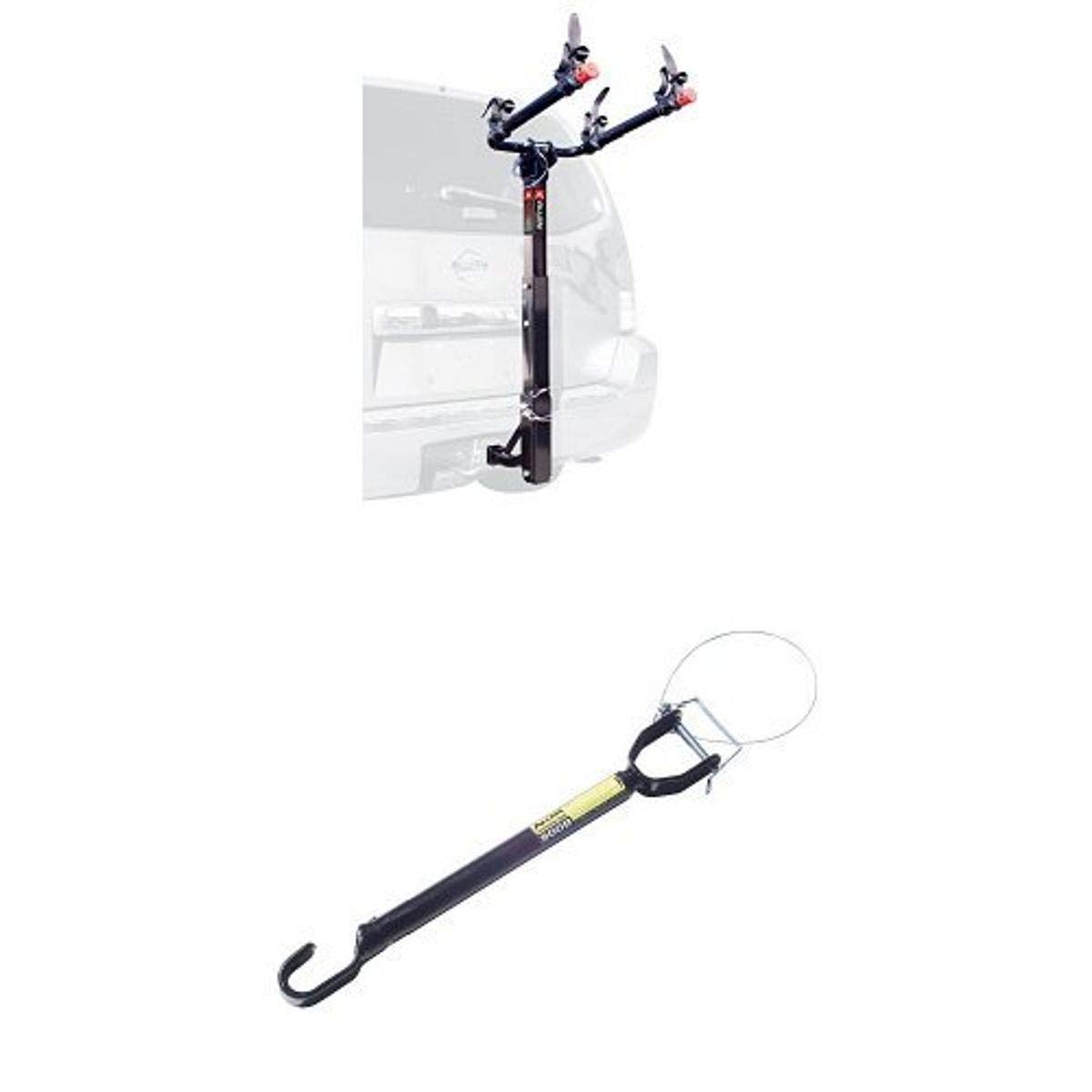 Allen Sports Deluxe 2-Bike Hitch Mount Rack with 1-2 Inch Receiver, Silver/Black and Allen Sports Tension Bar Bicycle Cross-Bar Adaptor