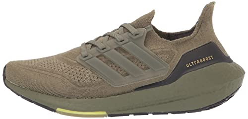 adidas Men's Ultraboost-21 Running Shoe, Focus Olive/Focus Olive/Acid Yellow, 7.5