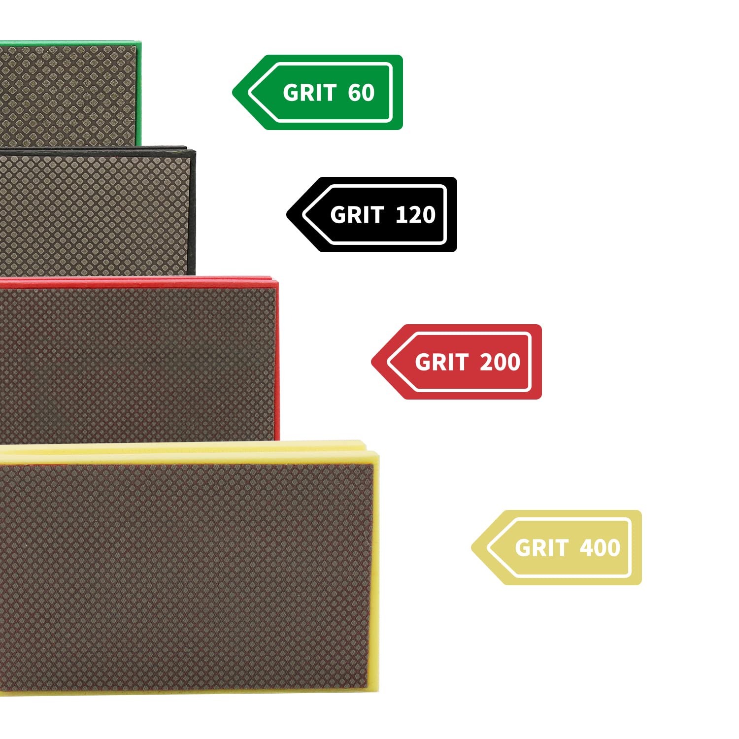 BSRTTOOL 4PCS Diamond Hand Polishing Pads Sanding Blocks Foam Backing for Tile Stone Marble Concrete Ceramics Granite Glass Wet Dry (4PCS)