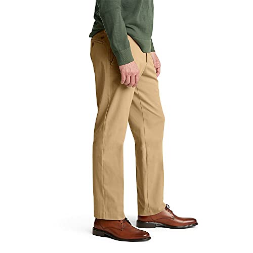 Dockers Men's City Trouser Straight Fit Smart 360 Tech Pants, New British Khaki (Waterless), 36W x 32L