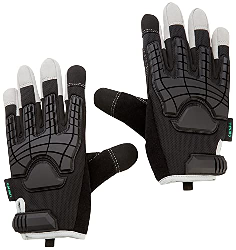 Amazon Brand - Denali Synthetic Leather Mechanics Gloves with Touchscreen Finger Patch, Large