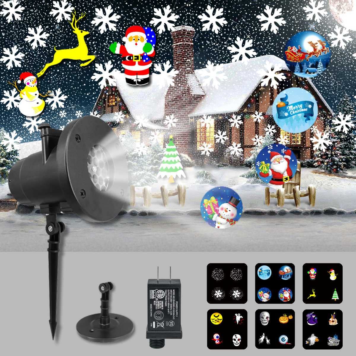 Christmas Projector Lights Outdoor Decorations, KITASST Upgrade Led Xmas Halloween Snowfall Santa Projection Lamp, Waterproof Landscape Lighting for Party Garden Holidays House Indoor Outside(Black)