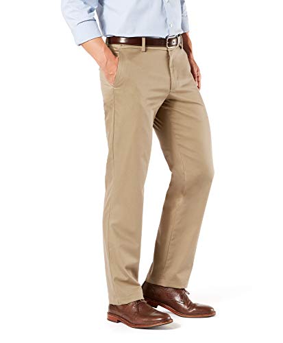Dockers Men's Straight Fit Signature Lux Cotton Stretch Pant, New British Khaki, 36W x 30L
