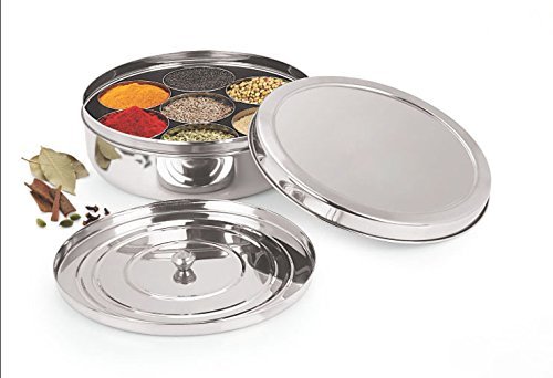 SHREESHANAIK Stainless Steel Masala Box,Stainless Steel Masala Dabba, Stainless Steel Spice Container, Indian Kitchen Spice Box for Chefs