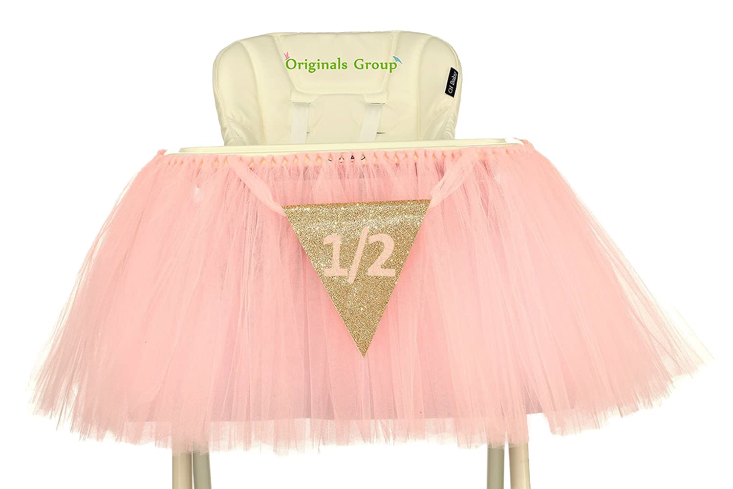 Originals Group Six Months Half Year Old 1st Birthday Baby Pink Tutu Skirt for High Chair Decoration for Party Supplies