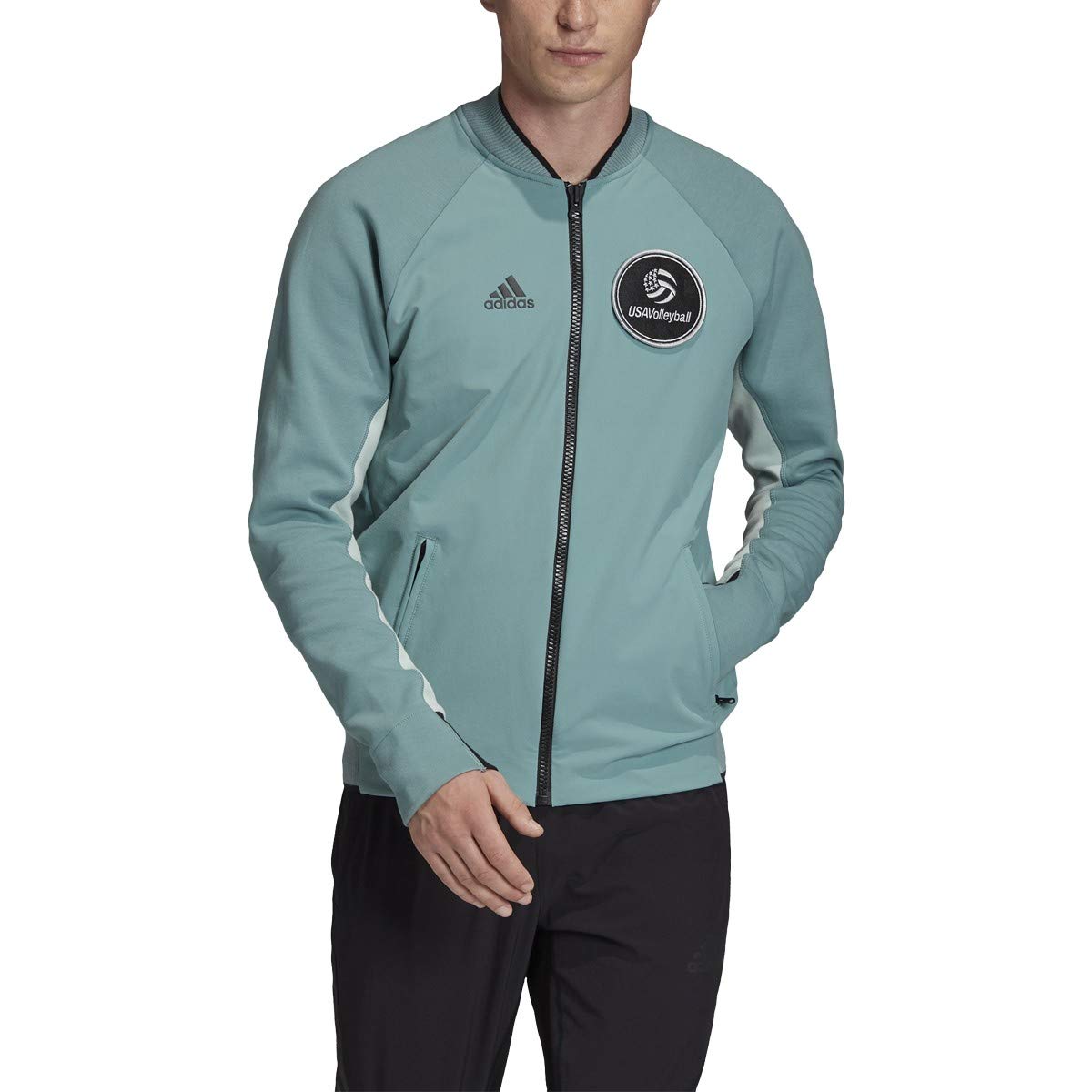 adidas Men's USA Volleyball Varcity Jacket Vapour Steel Medium